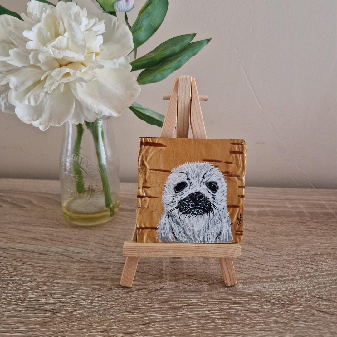 Hand-painted Birch Bark Art: Nature-inspired Decor With Mini Easel - Etsy