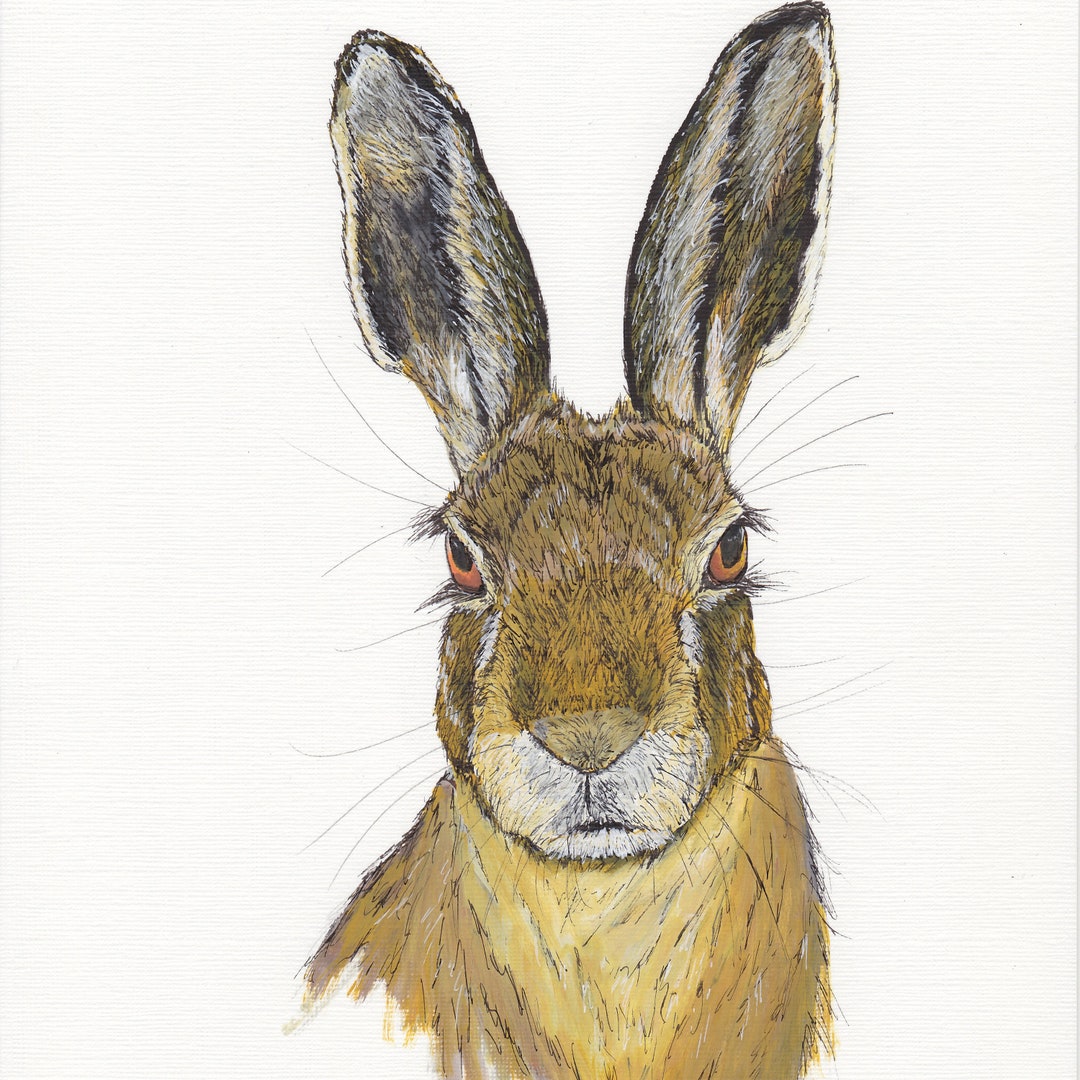 Hare Print, Hare Wall Art, Hand Painted Hare, Hare Lover's Gift, Hare ...