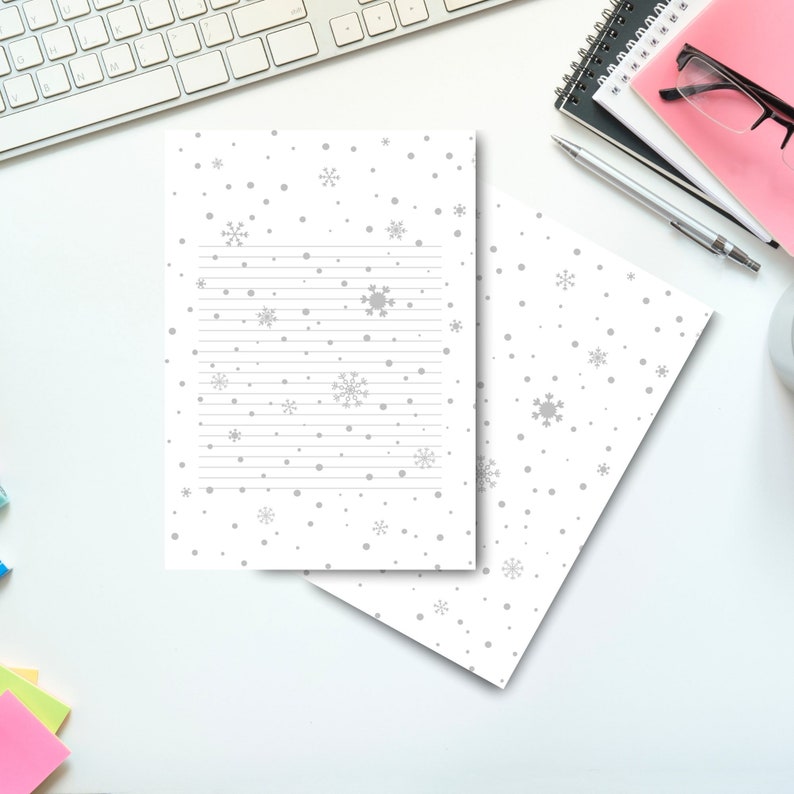 Printable Snowflake Stationary for Digital Download, Christmas ...