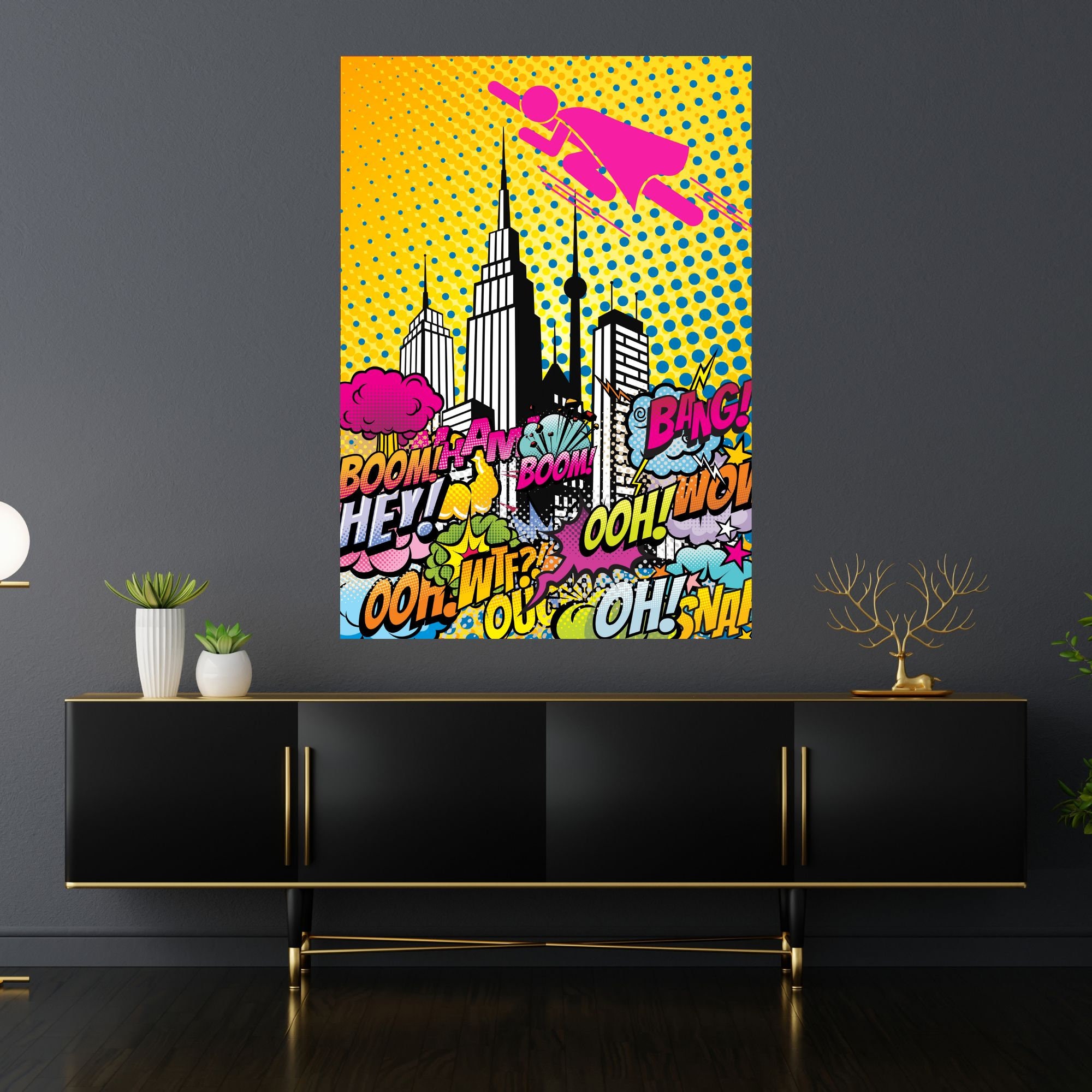 Superhero Pop Art Poster, Pop Art Print, Pop Art Wall Art, Comic Style ...