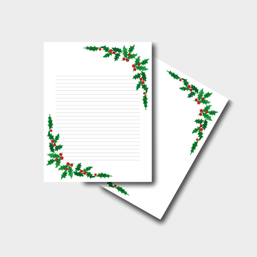 Christmas Stationary, Holly Decor Stationary, Winter Festive Stationary ...