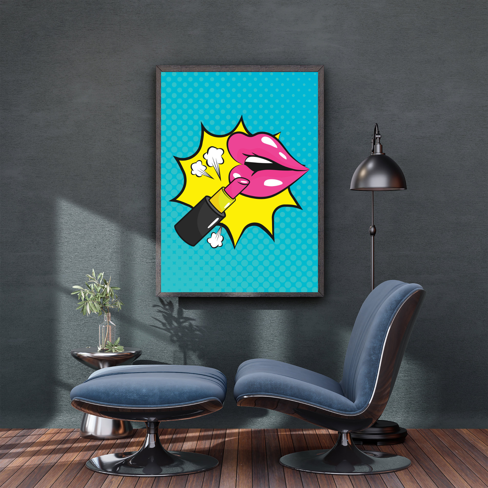 Lipstick Pop Art Wall Art, Comic Wall Art, Pop Art Wall Decor, Pop Art ...