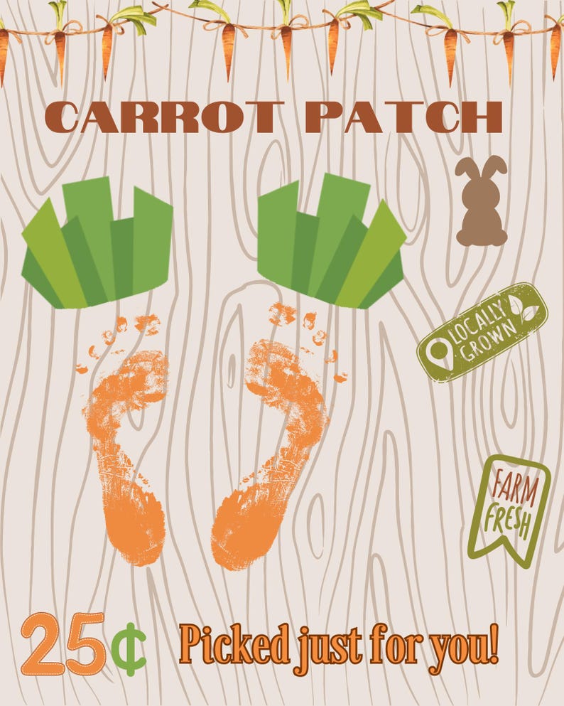 Carrot Patch Footprint Craft - Keepsake Carrot Baby Craft - Printable ...