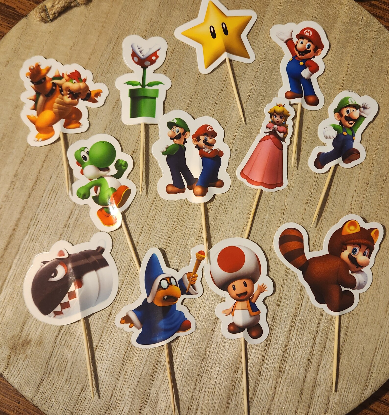 Super Mario Brothers Cupcake Toppers 12 Pack Double Sided Free Shipping ...