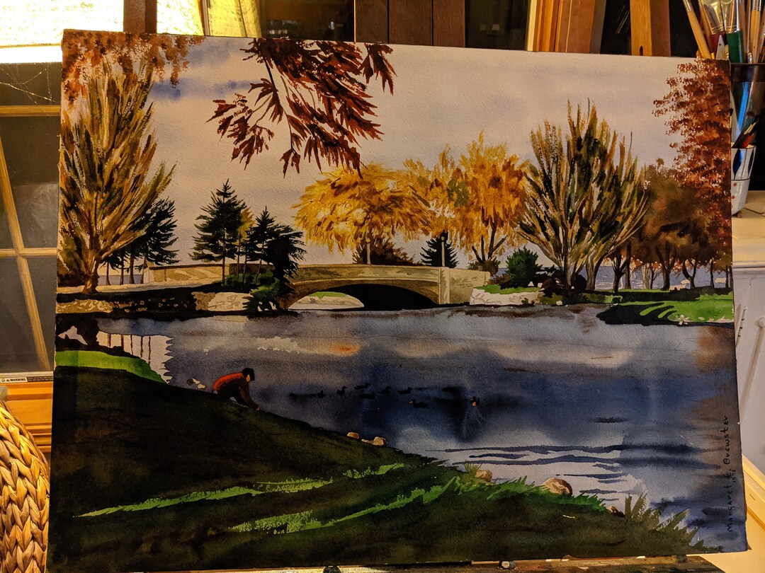 Vintage Watercolor Painting by Margaret E. Brewster, Fall Colors and ...
