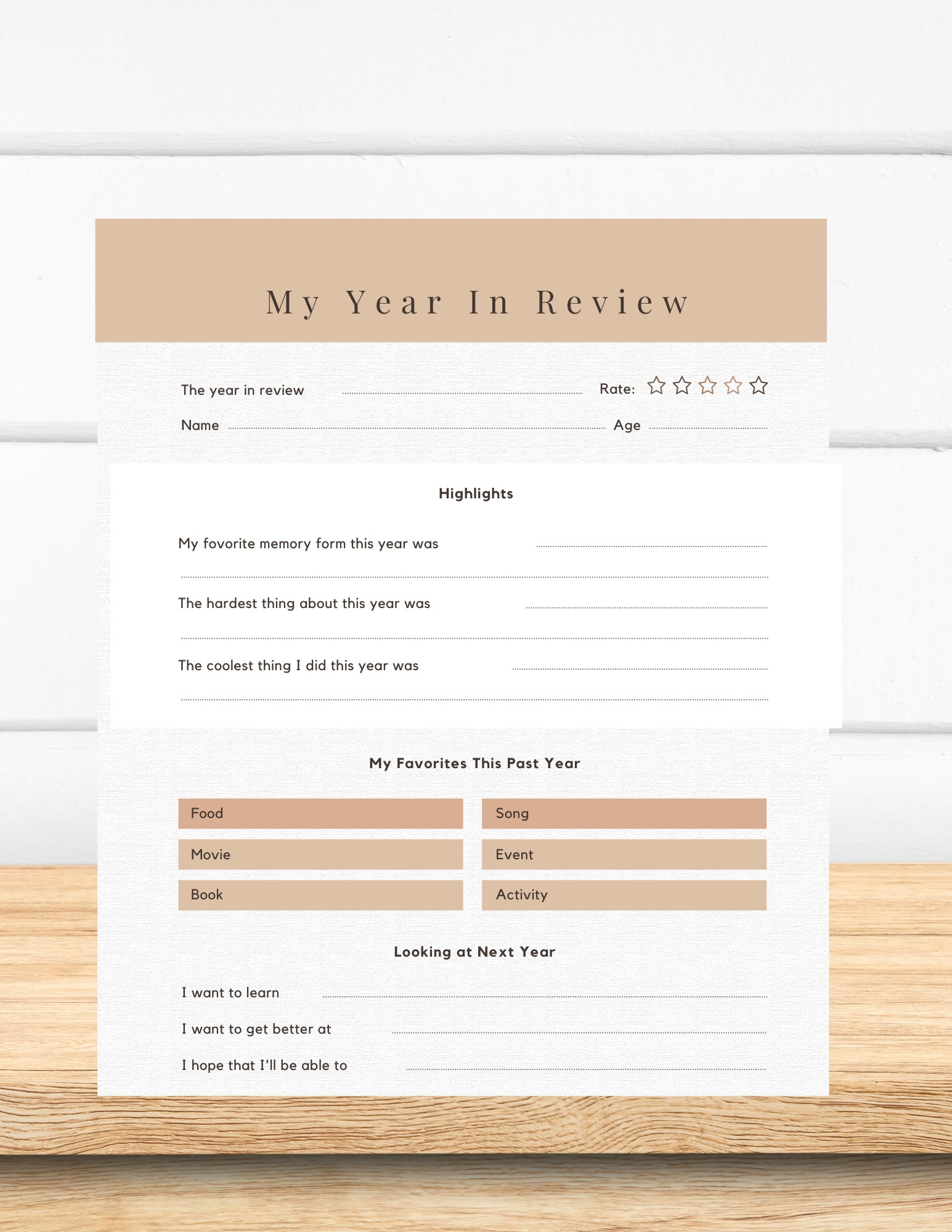 Year Review Template - Etsy