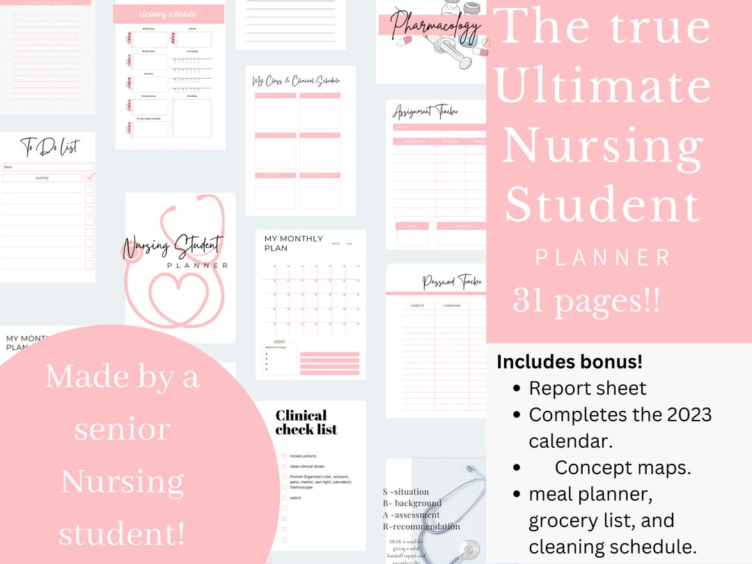 Nursing School Planner 2023 Printable 2324 Nursing Student Planner ...