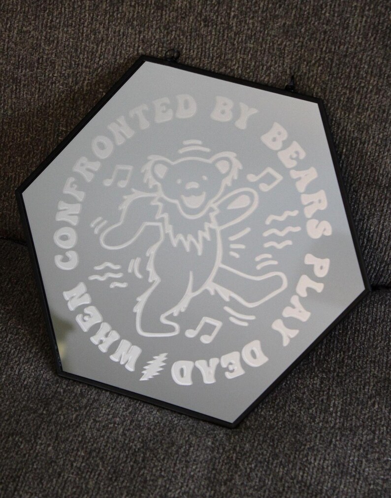 When Confronted by Bears Play Dead Etched Mirror - Dancing Bear Wall ...