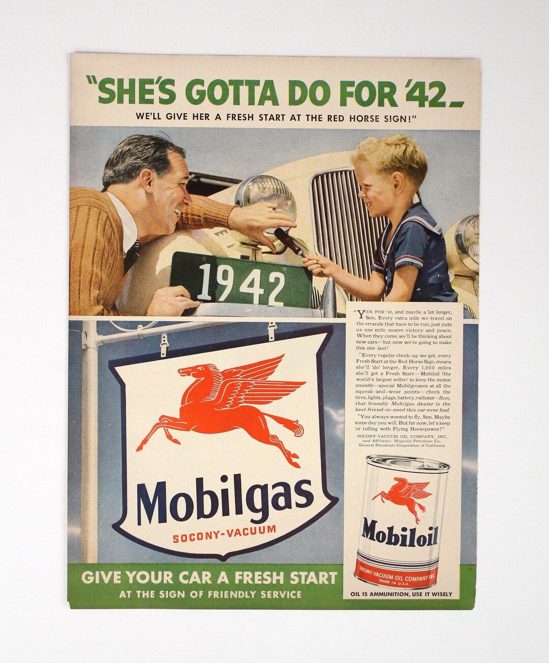 1942 Mobiloil Magazine Ad - Vintage Mobil Art - Etsy