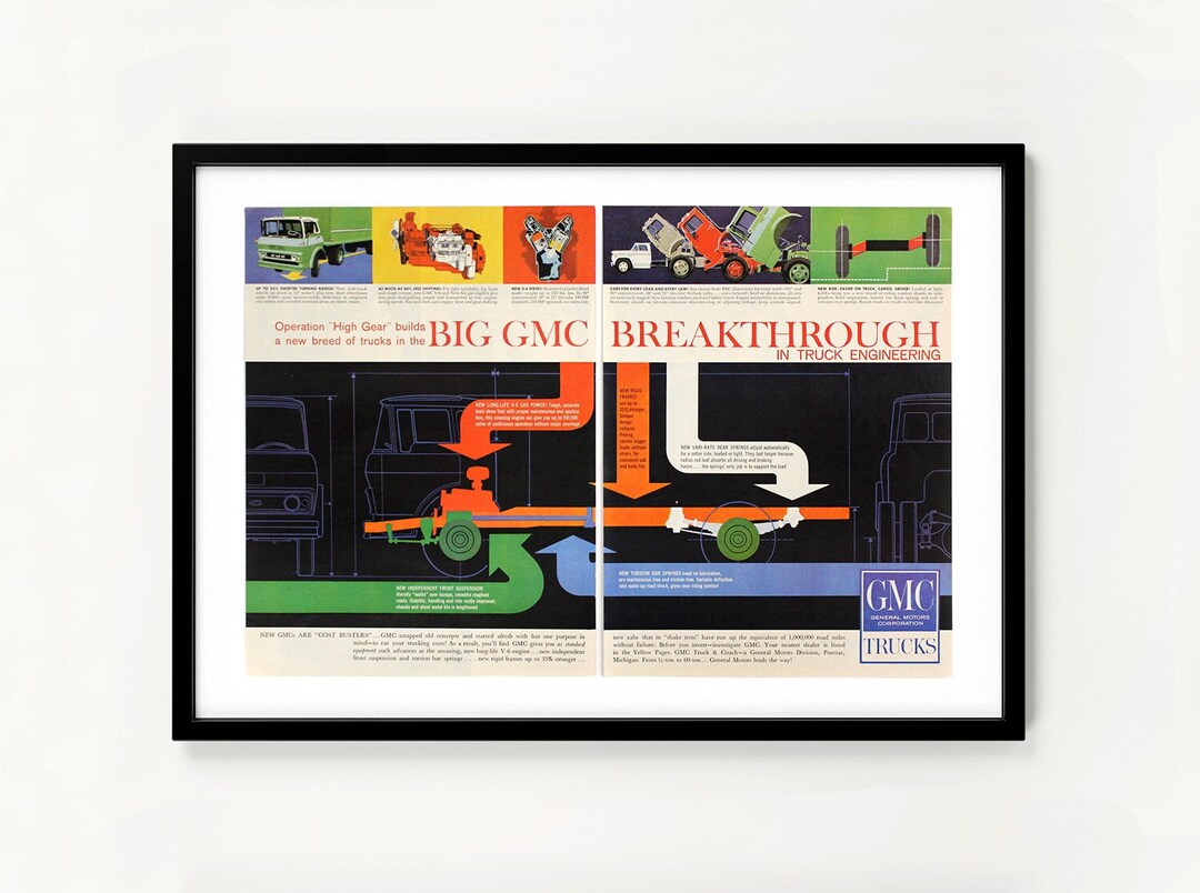 1960 GMC Trucks Magazine Ad Print - Graphic Design Poster - Etsy