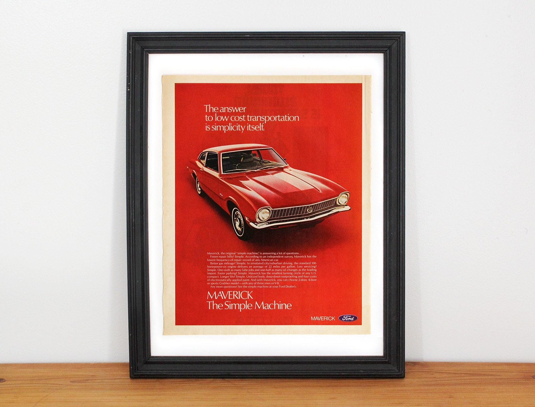 1971 Ford Maverick Magazine Ad Print Red Car Decor - Etsy