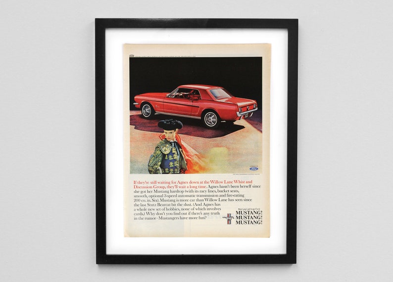 1965 Mustang Magazine Ad Print Ford Red Car Poster - Etsy