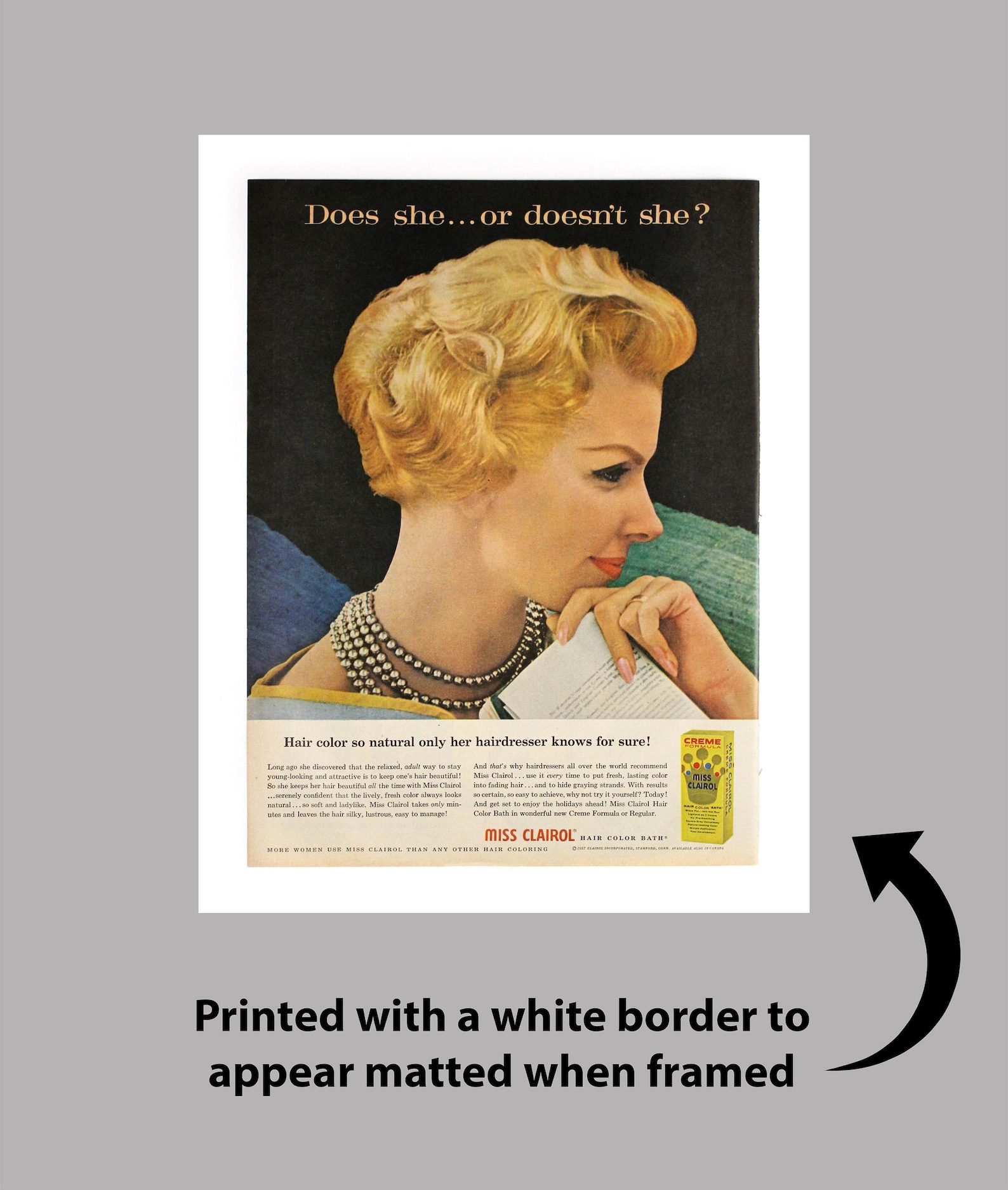 1957 Hair Dye Magazine Ad Print - Hair Product Print - Bathroom Decor ...