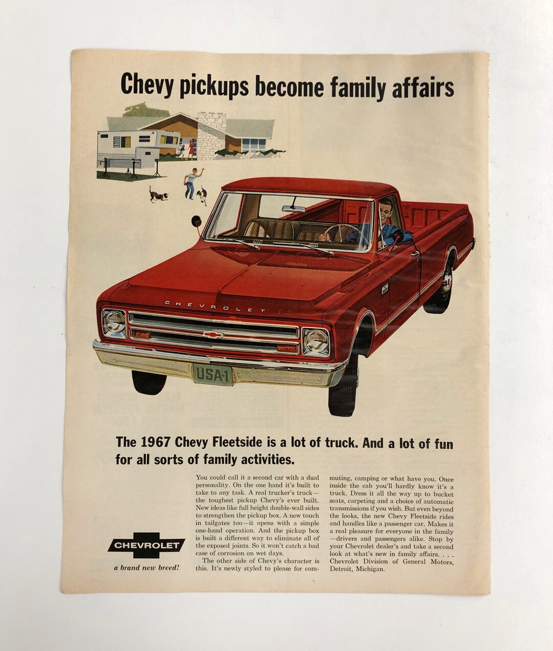 1967 Chevy Truck Magazine Ad - Chevrolet Fleetside Pickup - Etsy