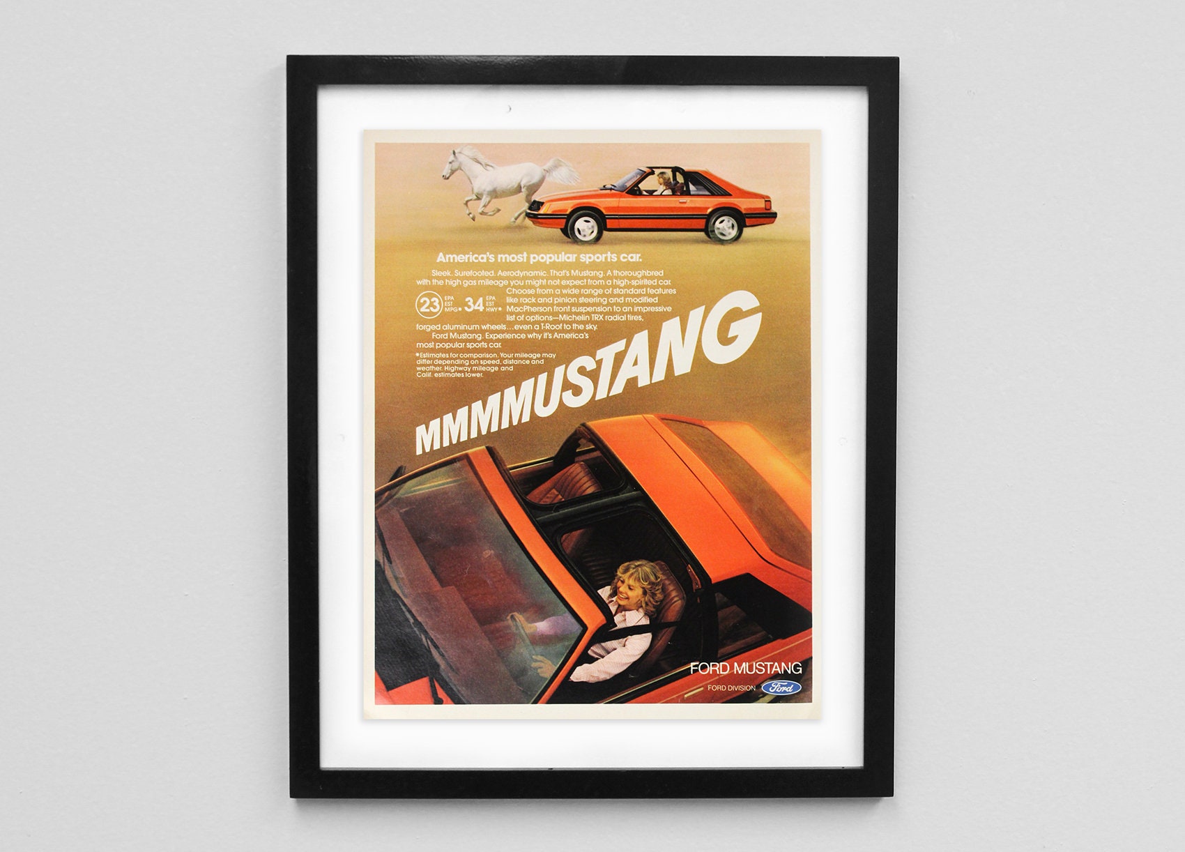 1980 Ford Mustang Magazine Ad Print - Red Sports Car - Etsy