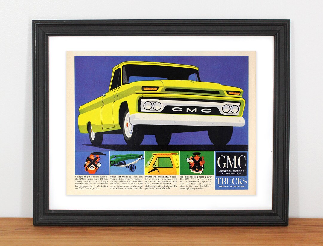 1964 GMC Truck Magazine Ad Print - Vintage Yellow Pickup - Etsy