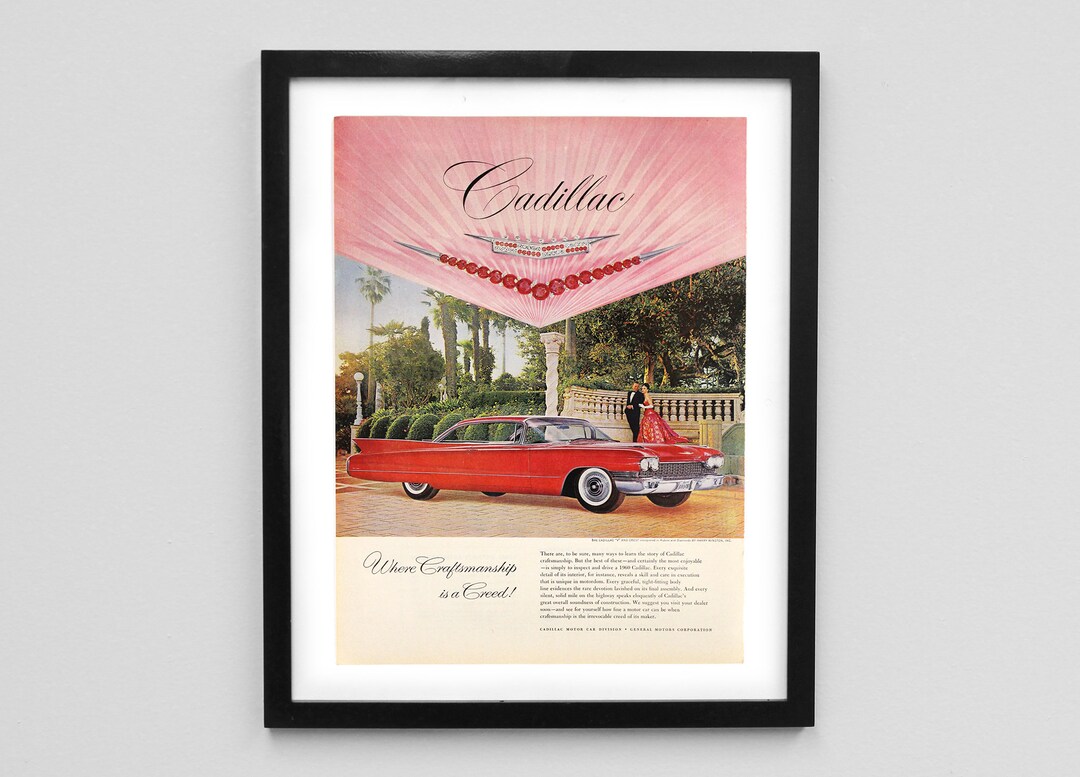 1960 Cadillac Magazine Ad Print - Pink Red Car Room Decor - Etsy
