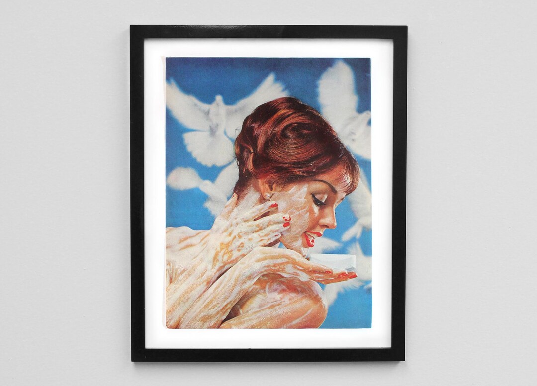 1950's Bath Soap Magazine Ad Print - Blue Sky Birds Bathroom Decor - Etsy