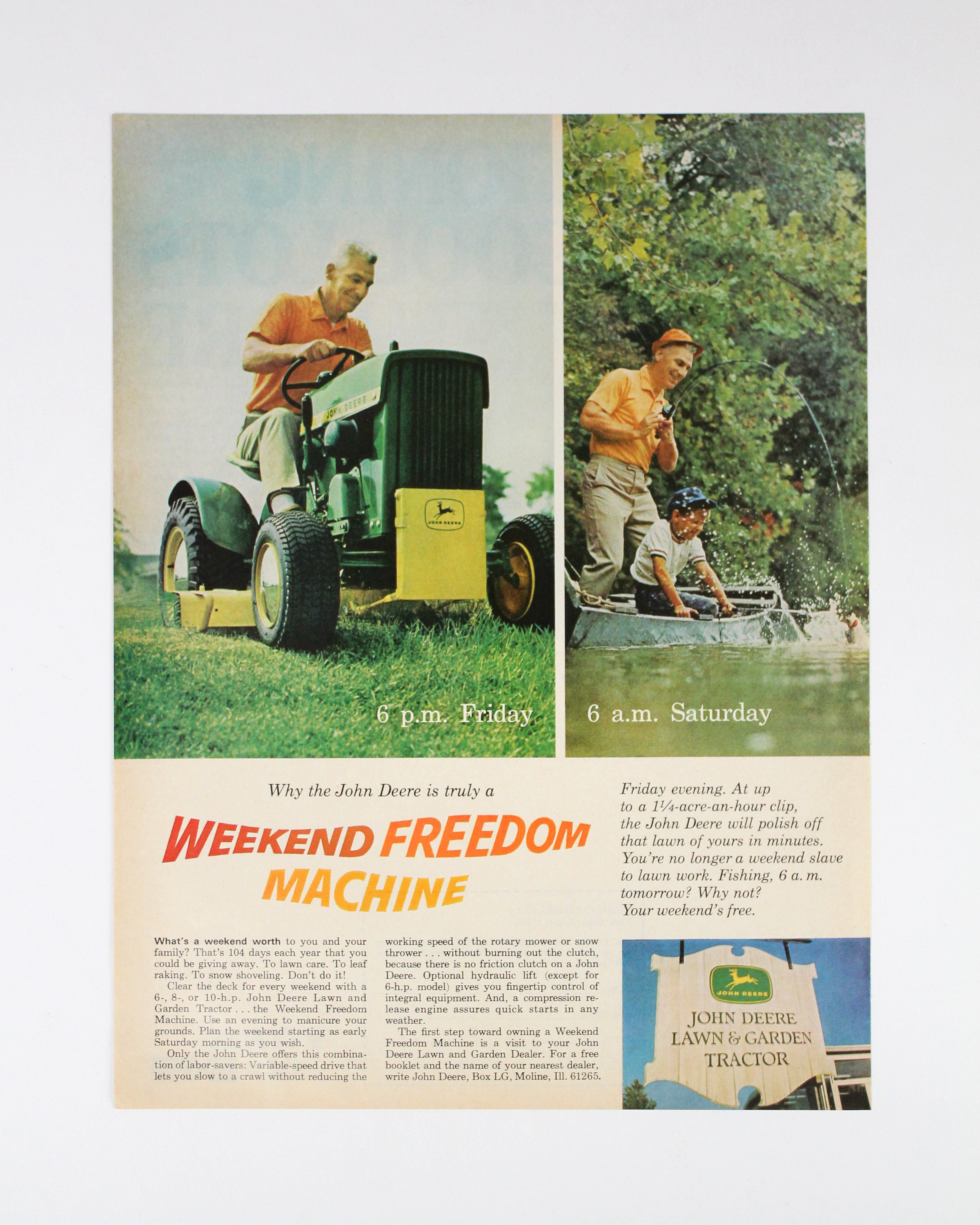 1968 John Deere Lawn Mower Magazine Ad Fishing Print John - Etsy