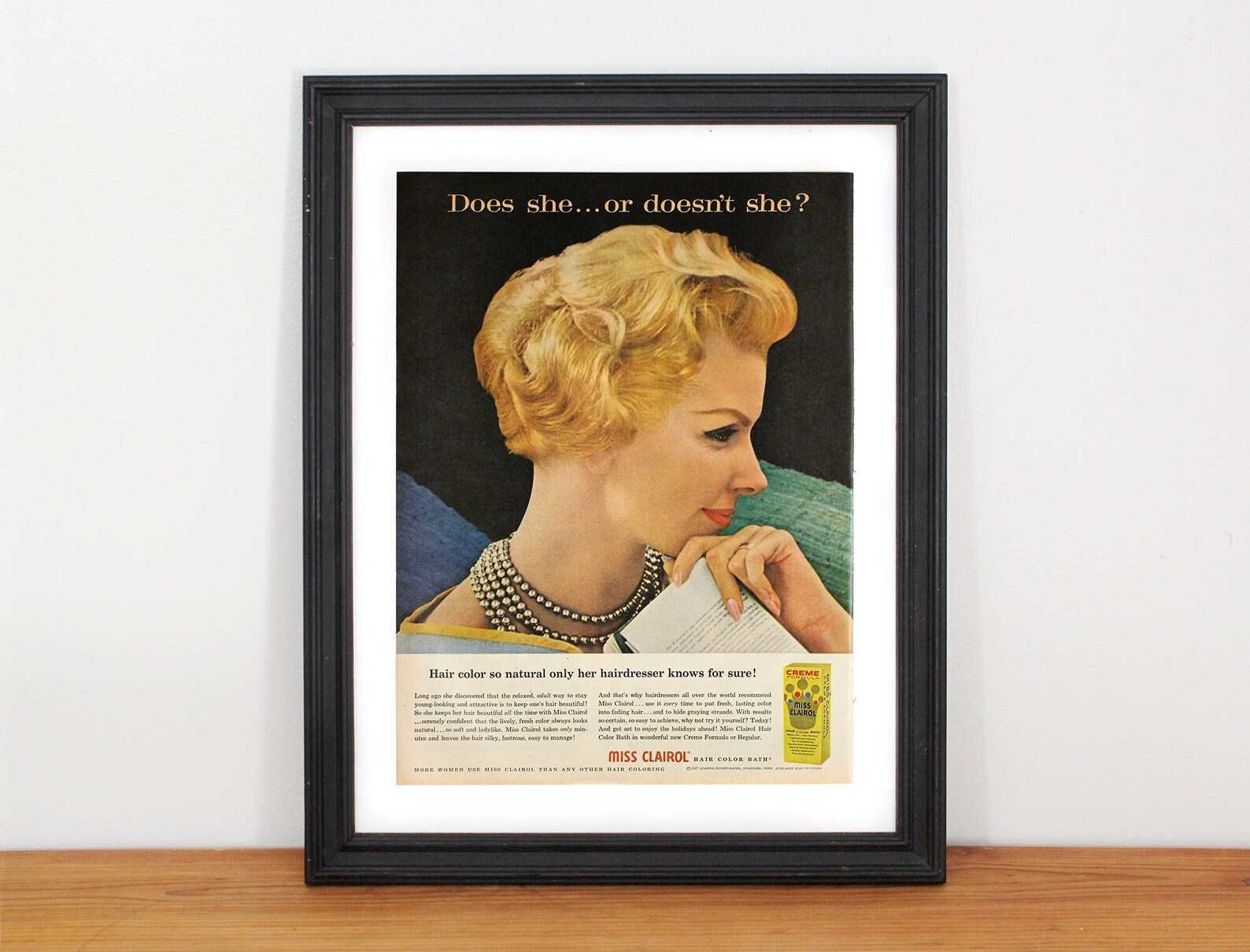 1957 Hair Dye Magazine Ad Print - Hair Product Print - Bathroom Decor ...