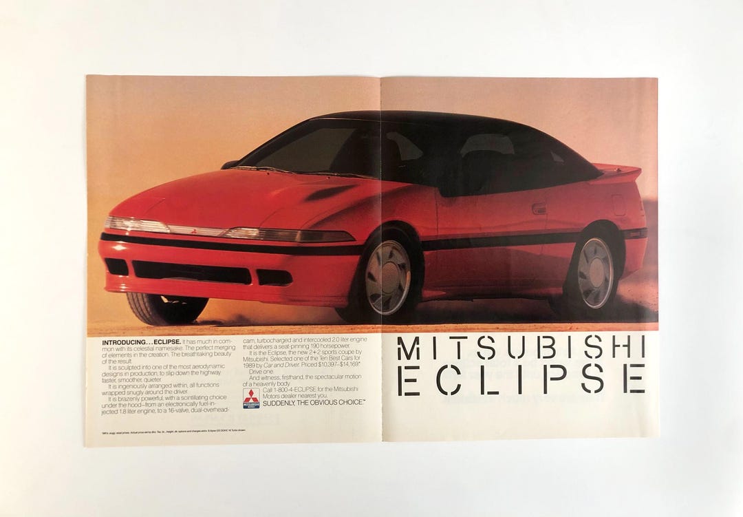 1989 Mitsubishi Eclipse Magazine Ad - Vintage Print Advertisement Red ...