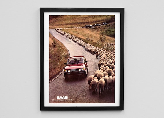 1984 Saab Magazine Ad Print Sheep Herd | Etsy