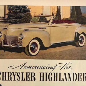 1940 Chrysler Highlander Magazine Ad - Authentic Advertisement - Etsy