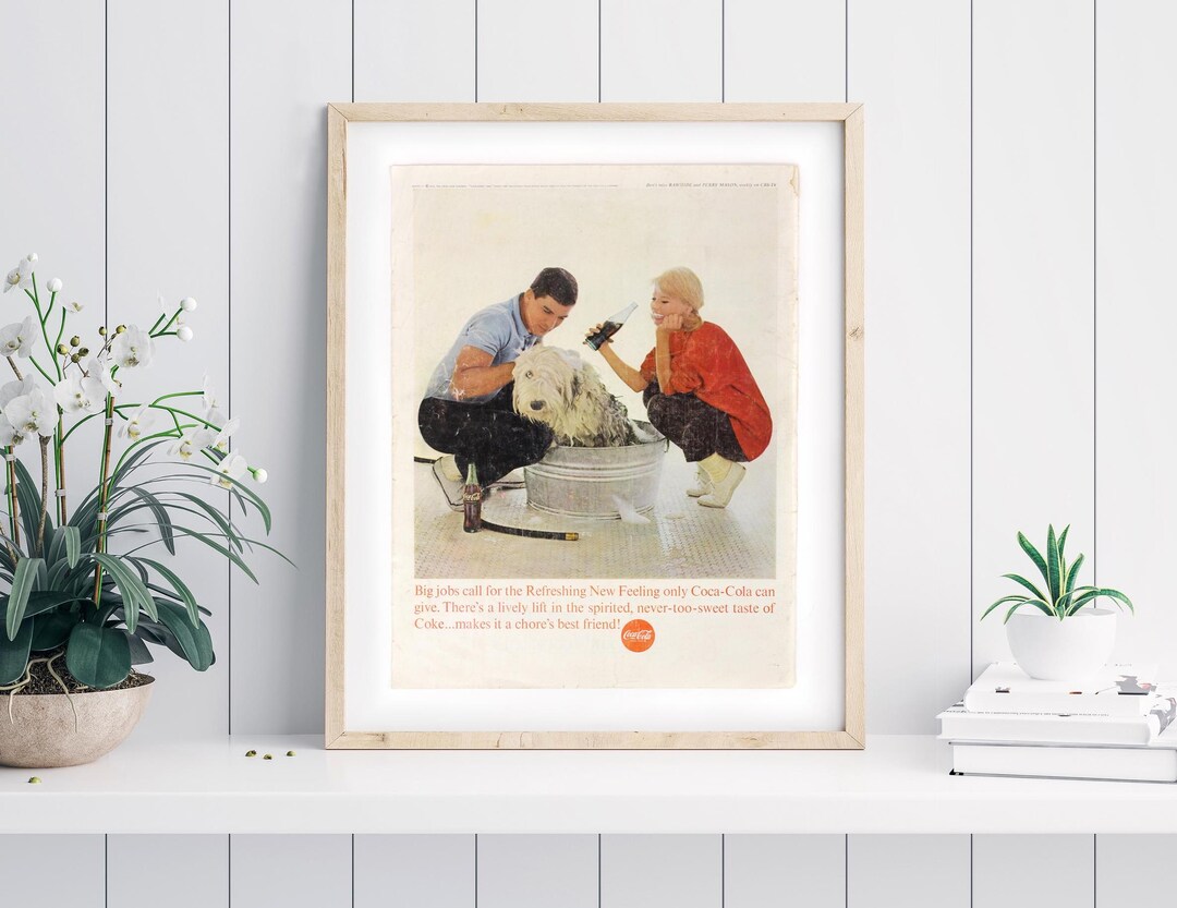 Coca Cola 1963 Magazine Ad Print - Funny Dog Bath Photo - Etsy
