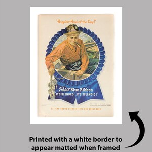 1940's PBR Magazine Ad Print - Fishing Decor - Beer Ad Print - Etsy