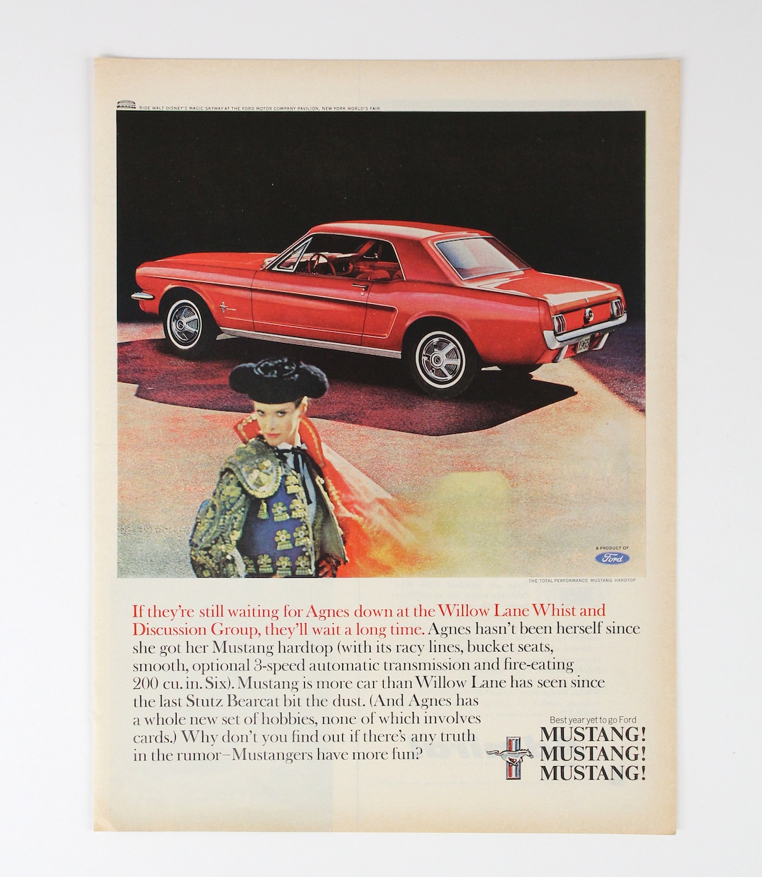1965 Ford Mustang Magazine Ad - Red Sports Car - Etsy