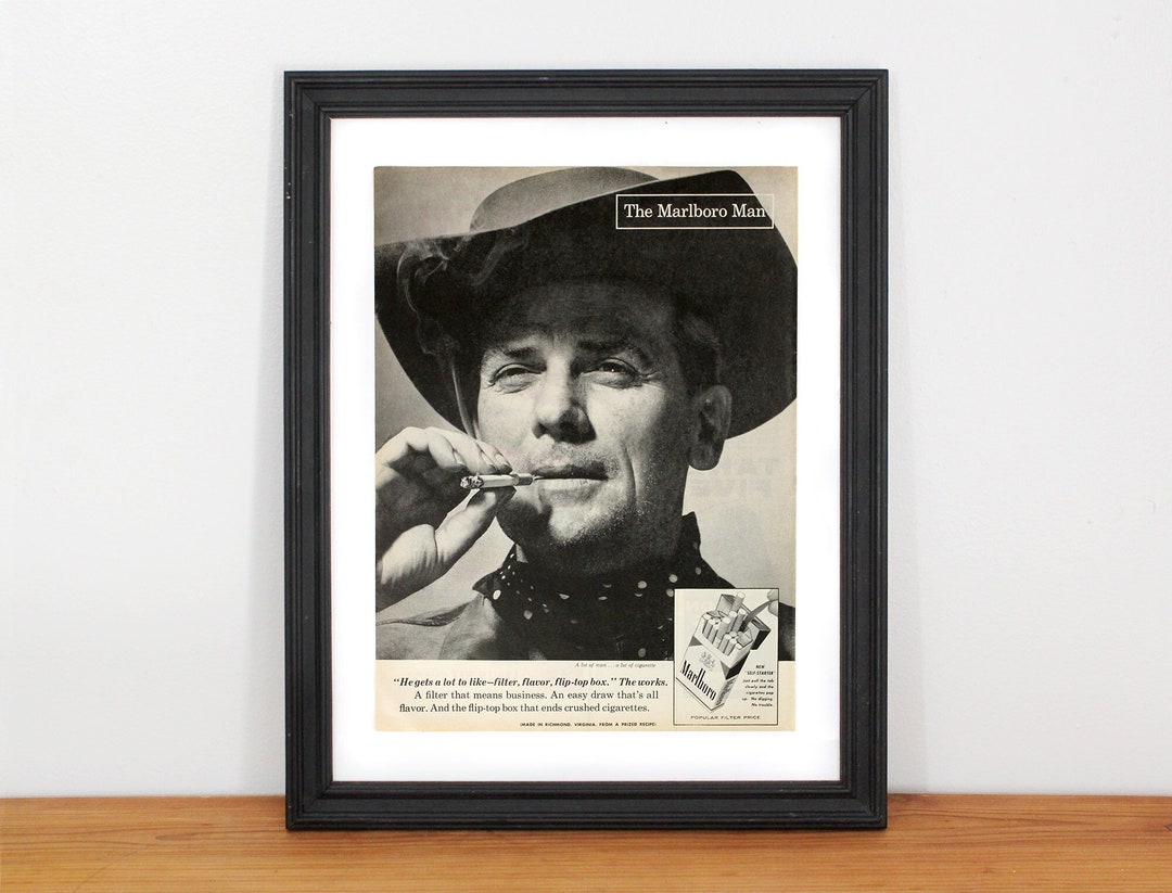 60's Smoking Cowboy Magazine Ad Print - Vintage Cigarette Ad - Cowboy ...