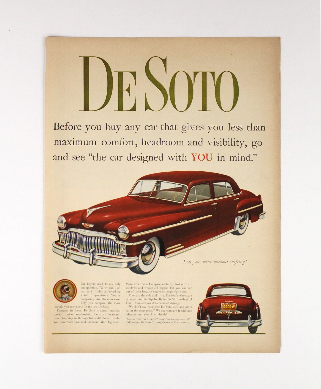 1949 Desoto Car Ad - Desoto Magazine Ad - Classic Car Pictures - Etsy