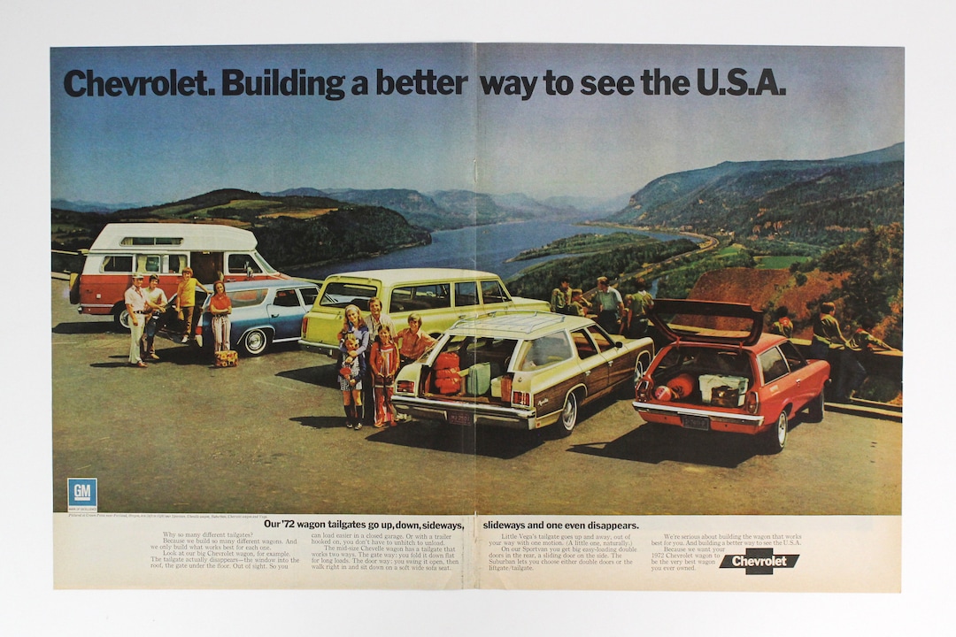 1972 Chevrolet Magazine Ad Spread - See the USA - Roadtrip Print - Etsy