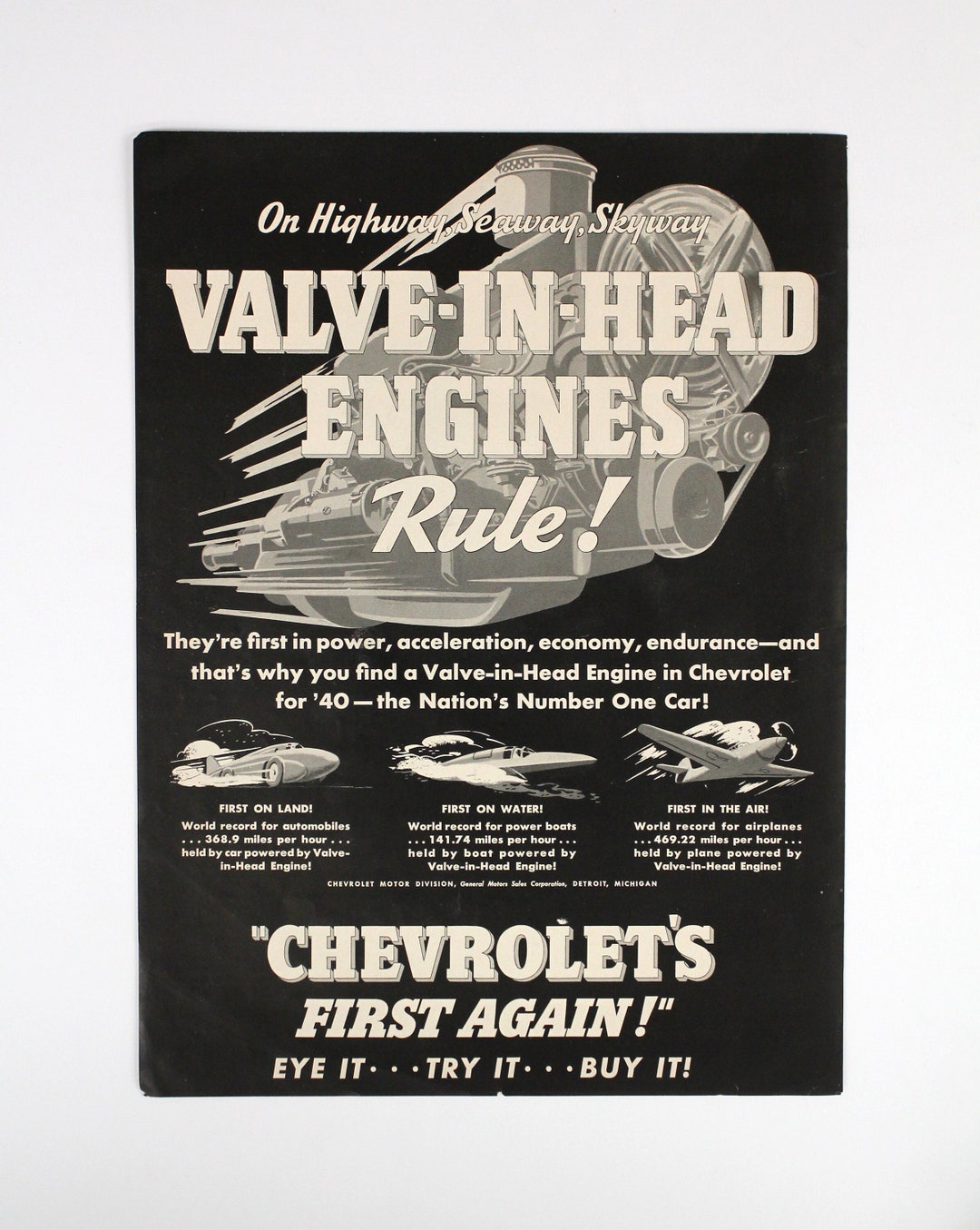 1940 Chevrolet Ad - Vintage Chevy Magazine Ad - American Car Decor - Etsy