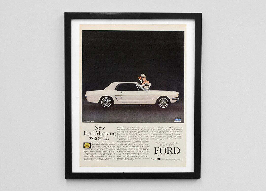 Mustang 1964 Magazine Ad Print - White Hardtop Car - Etsy