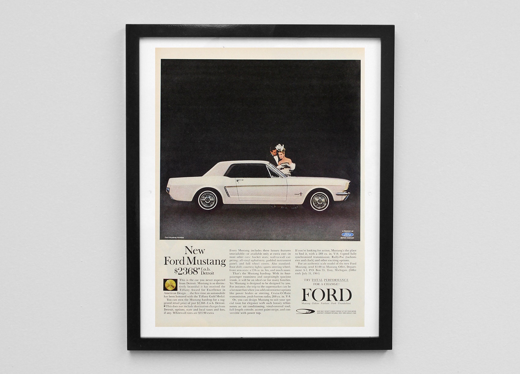 Mustang 1964 Magazine Ad Print - White Hardtop Car - Etsy