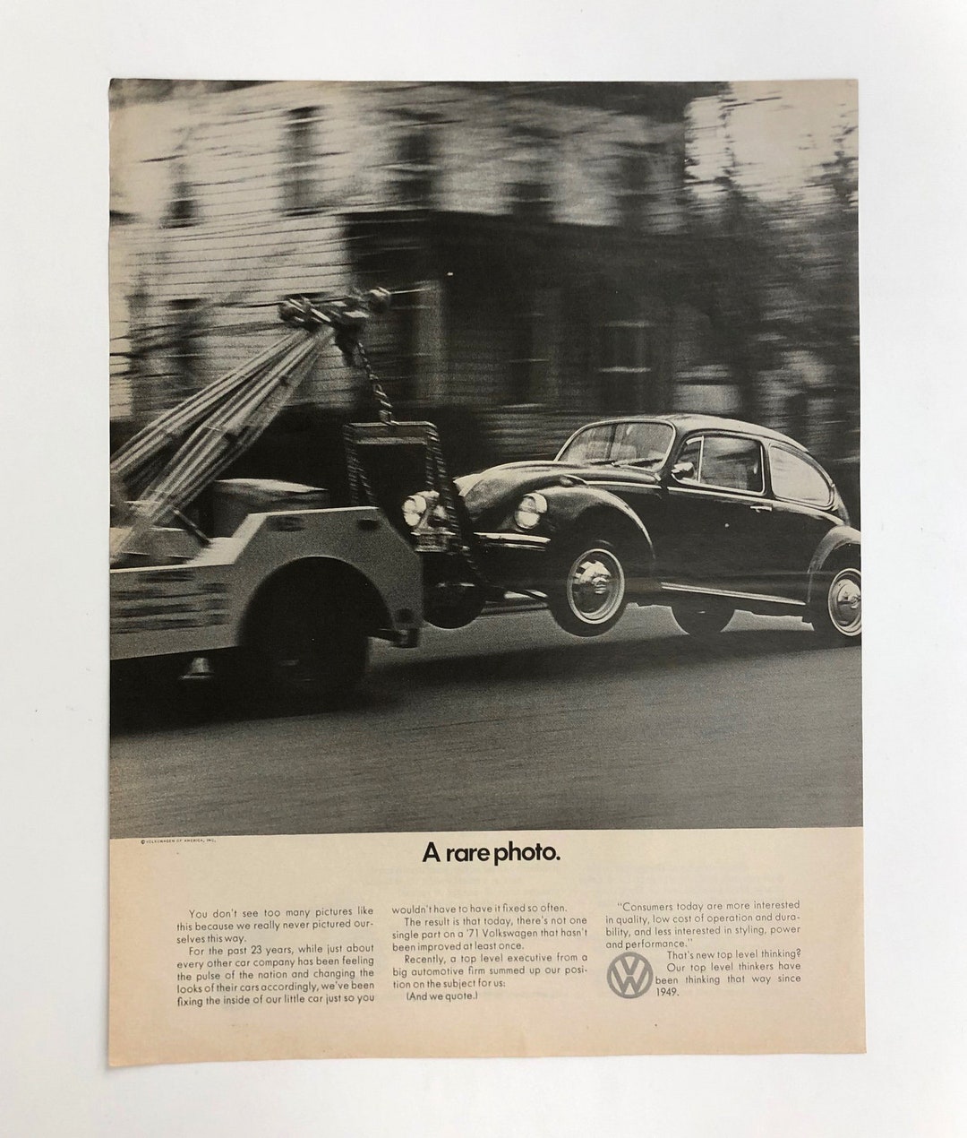 1971 VW Bug Magazine Ad - Volkswagen Beetle Tow Truck - Etsy