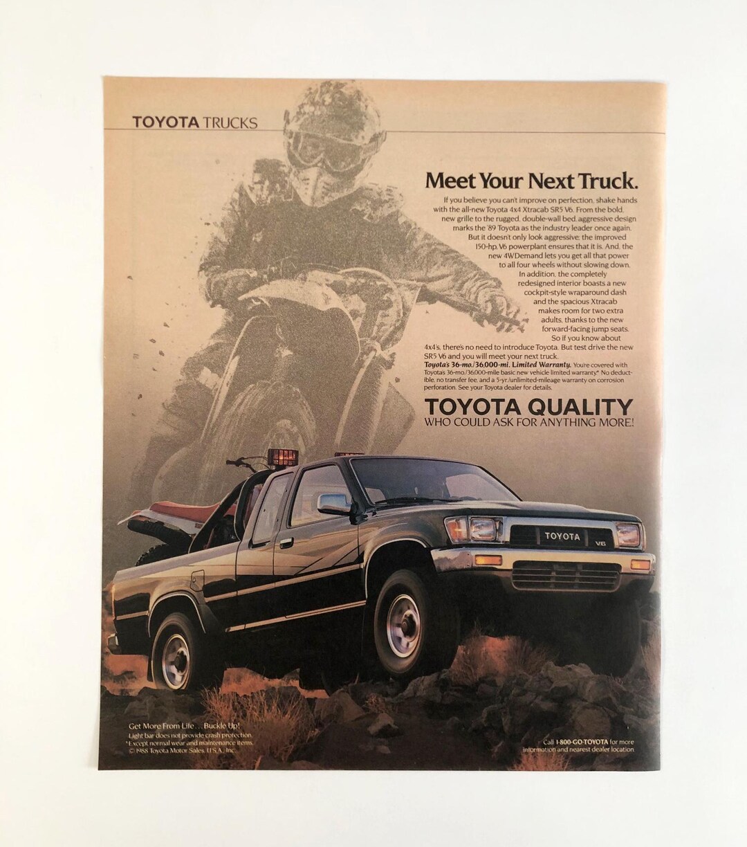 1989 Toyota Truck Magazine Ad - SR5 V6 80's Offroad Photo - Etsy