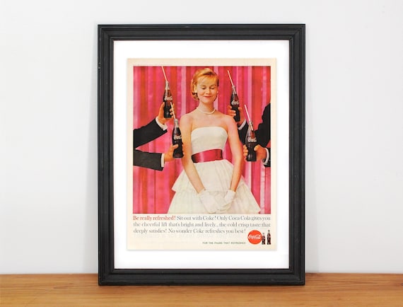 Vintage Coca Cola Magazine Ad Print Woman in Dress Photo - Etsy