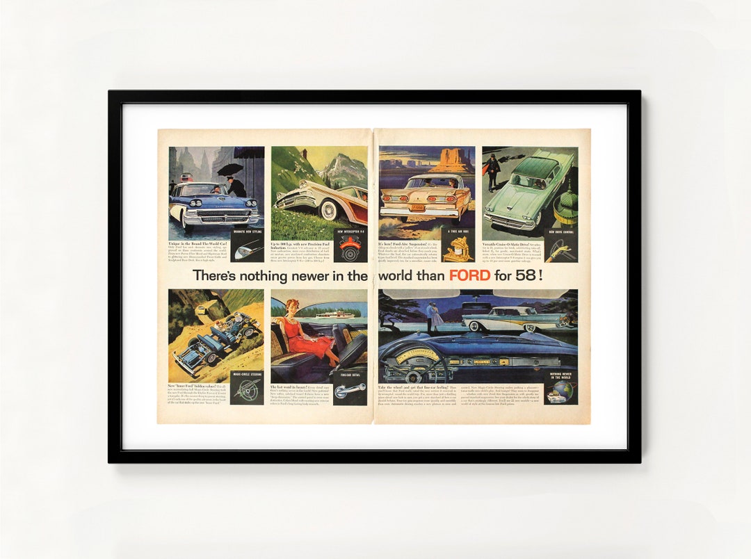 1958 Ford Magazine Ad Print - 50's Car Illustration - Etsy