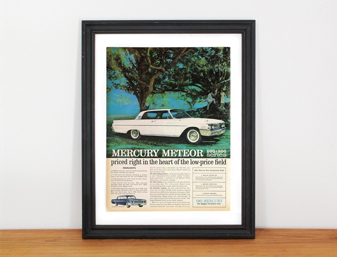 1961 Mercury Meteor Ad Print - Vintage Car Advertising - Classic Car - Etsy