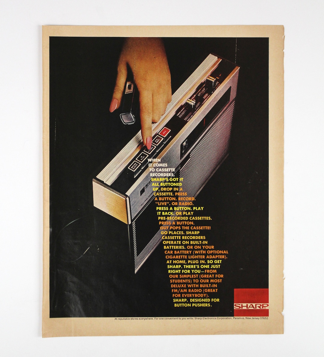 1970 Sharp Portable Cassette Recorder Magazine Ad - Etsy