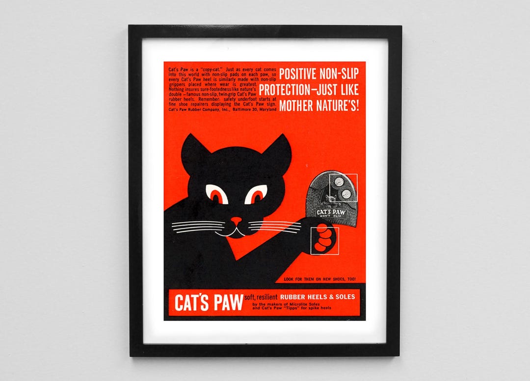 Vintage Cat's Paw Magazine Ad Print - Red Cat Vintage Advertising ...