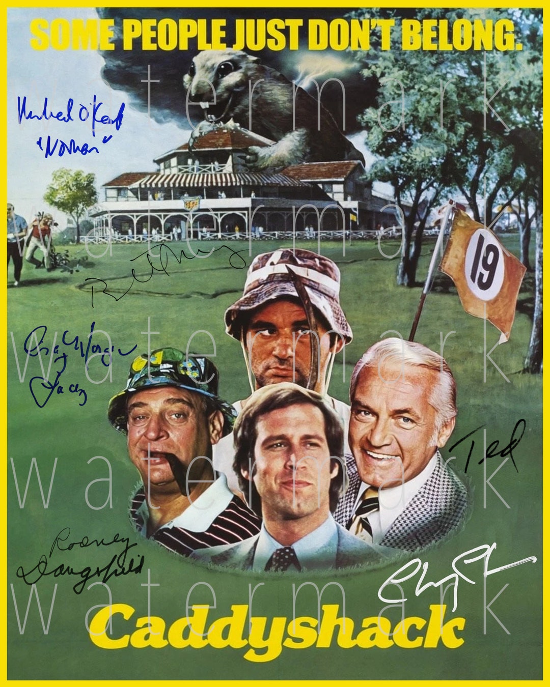 Caddyshack Bill Murray Chevy Chase Ted Knight Rodney Dangerfield Signed ...