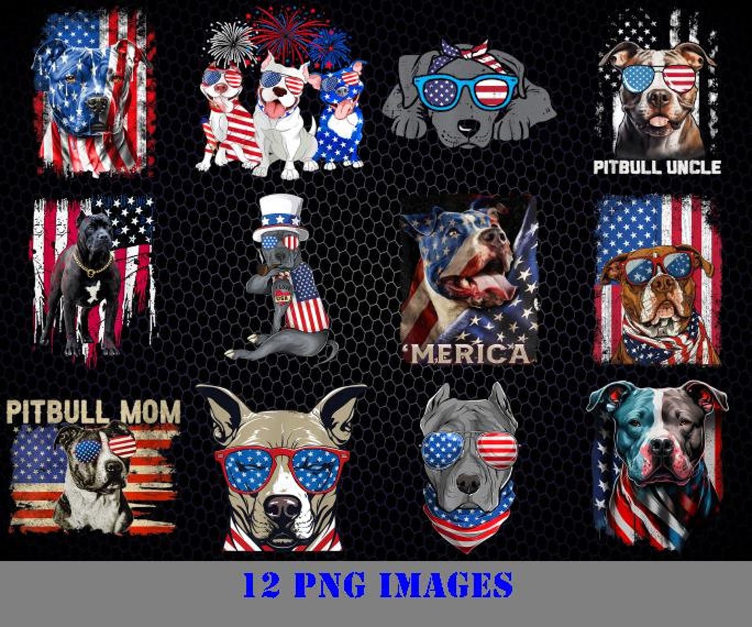 4th of July Pitbull Dog Png, July 4th Pitbull Dog Sublimation Png, USA ...