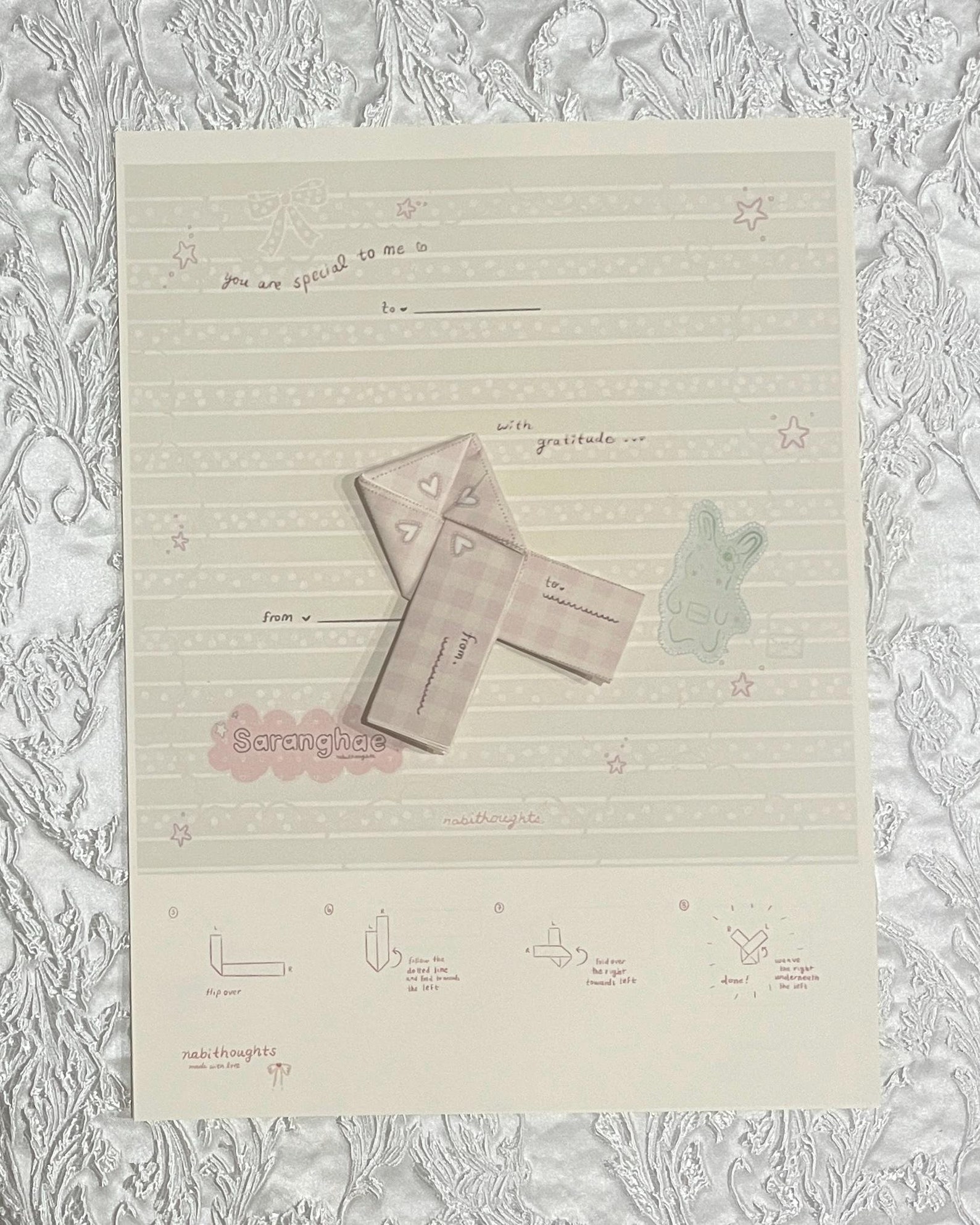 Origami Note Letter (pre-folded) by Nabithoughts (쪽지) - Etsy