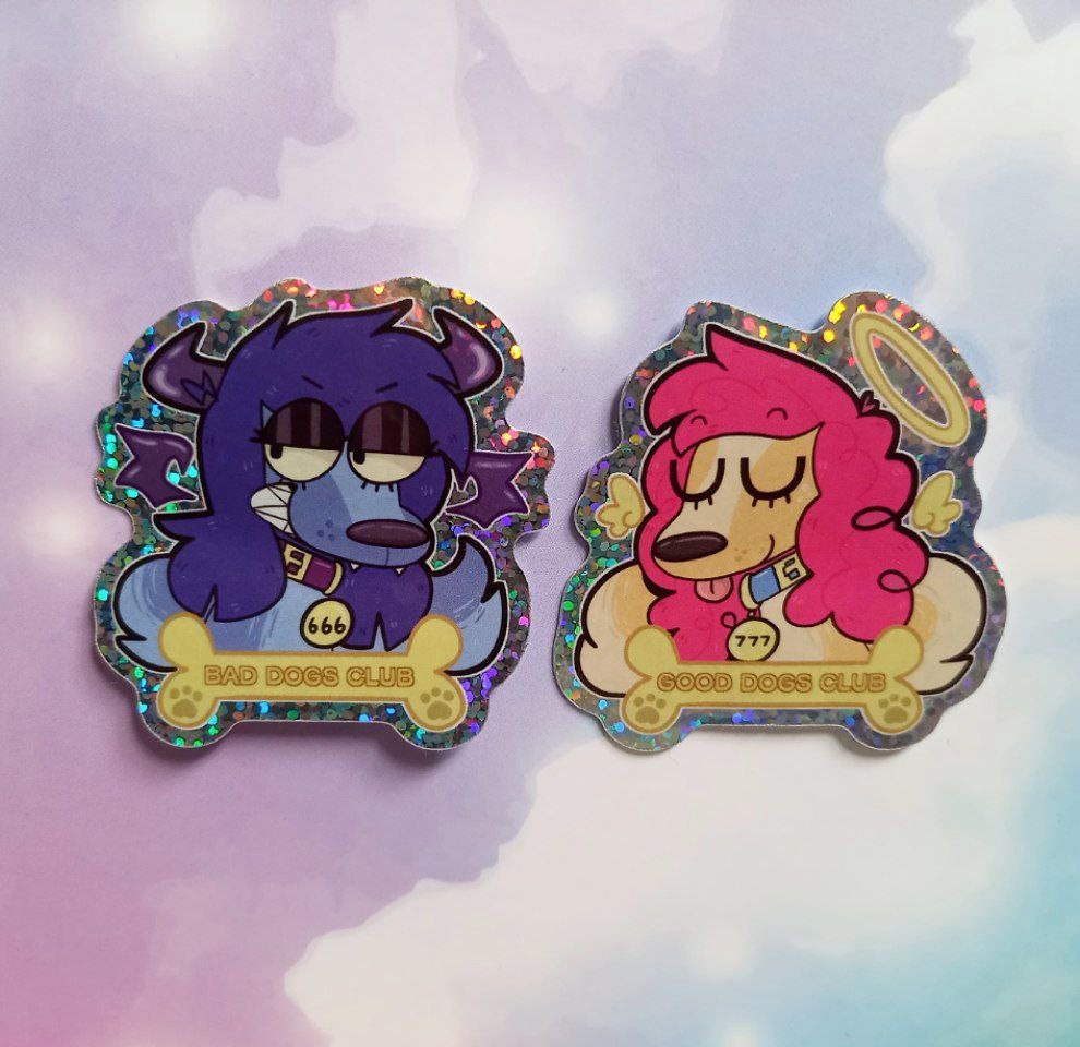 Good Bad Dog Club Glitter Stickers - Etsy