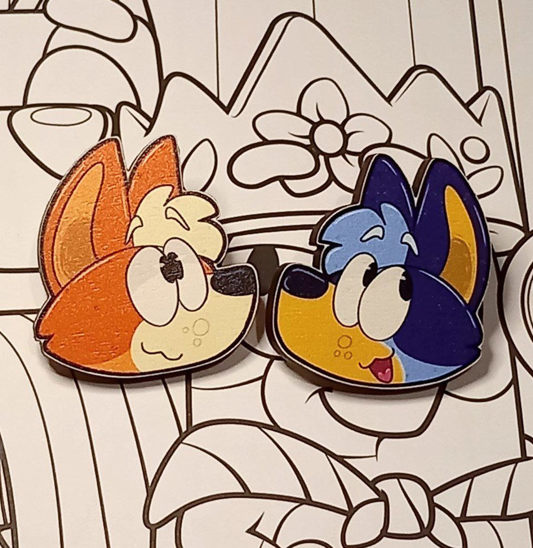Bluey and Bingo Inspired Wooden Pins 1.5 - Etsy