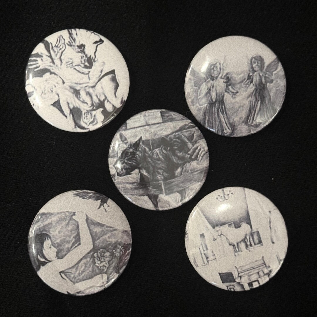 Set of 5 One Inch Button Pin Pack Handmade Gothic Artwork DIY Punk - Etsy
