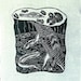 Alligator Linocut, "karst Swimming", Handmade Linocut Print - Etsy